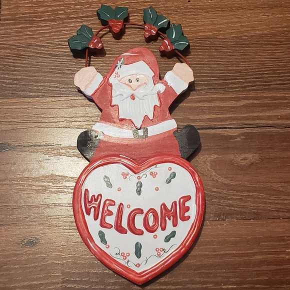Accents | Fwp 2 Hand Painted Santa Welcome Hanging Sign | Poshmark